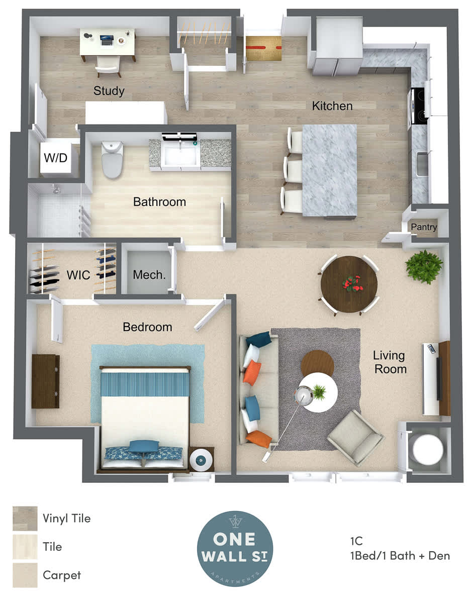 One Wall Street | One Bed One Bath with Den | Available Units