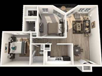 small 2 bed flat layout
