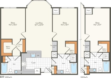 Floor Plans of The Alaire Twinbrook Station Apartments in Rockville, MD