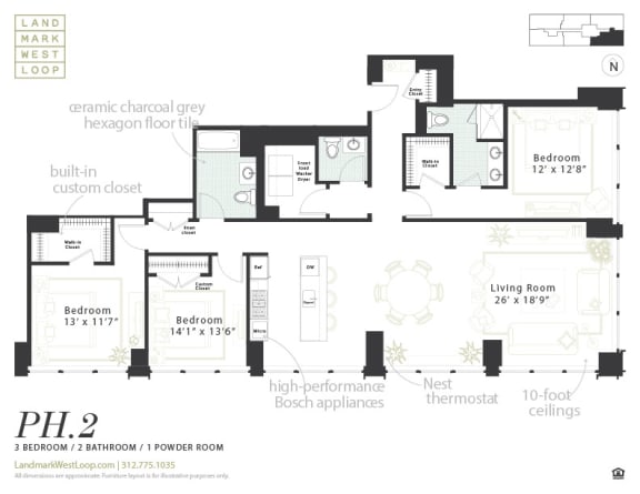 Floor Plans of Landmark West Loop in Chicago, IL