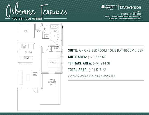 Floor Plans of Osborne Terraces in Winnipeg, MB
