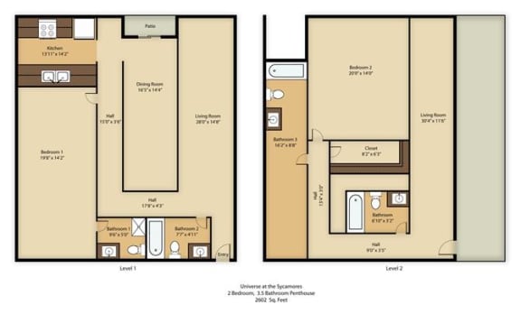 Floor Plans of Universe at the Sycamores Apartments in Inglewood, CA