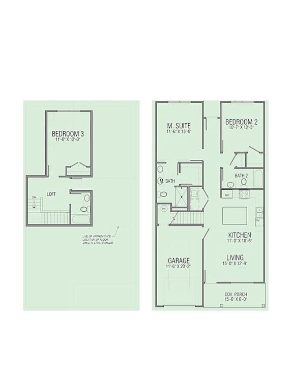 Floor Plans of Cottages at Ridge Pointe in Athens, GA