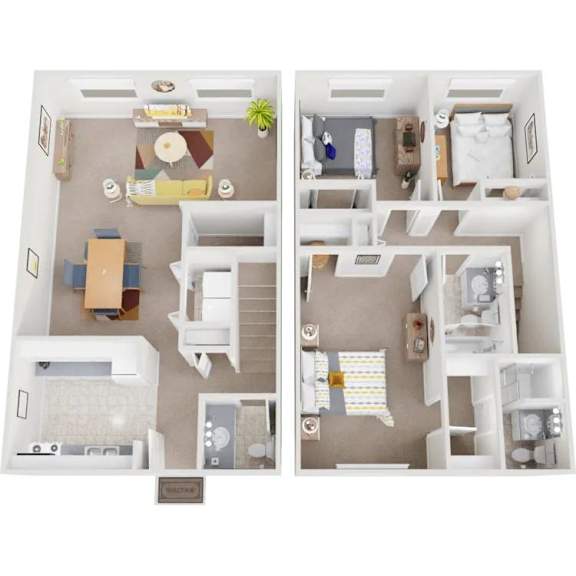 Floor Plans of Towne Square Apartments and Townhomes in Lansing, MI