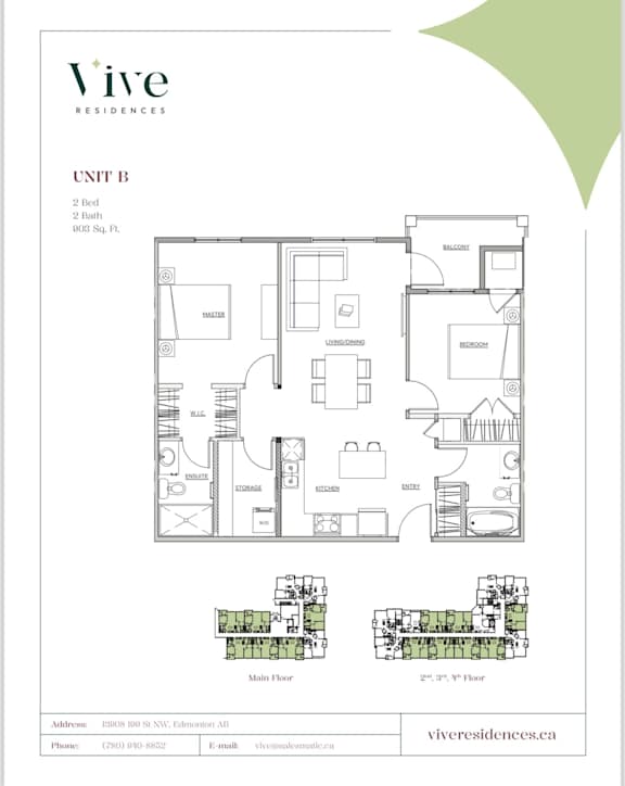 Floor Plans of Vive Residences in Edmonton, AB