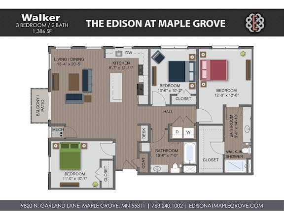 Studio, 1, 2 & 3 Bedroom Apartments in Maple Grove | The Edison at ...