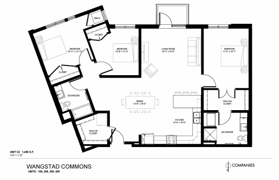 Floor Plans of Wangstad Commons in Brooklyn Center, MN