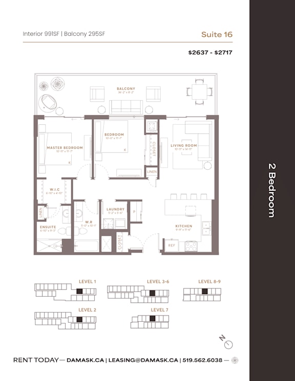 1, 1 Plus Den & 2 Bedroom Apartments Windsor, ON | Damask
