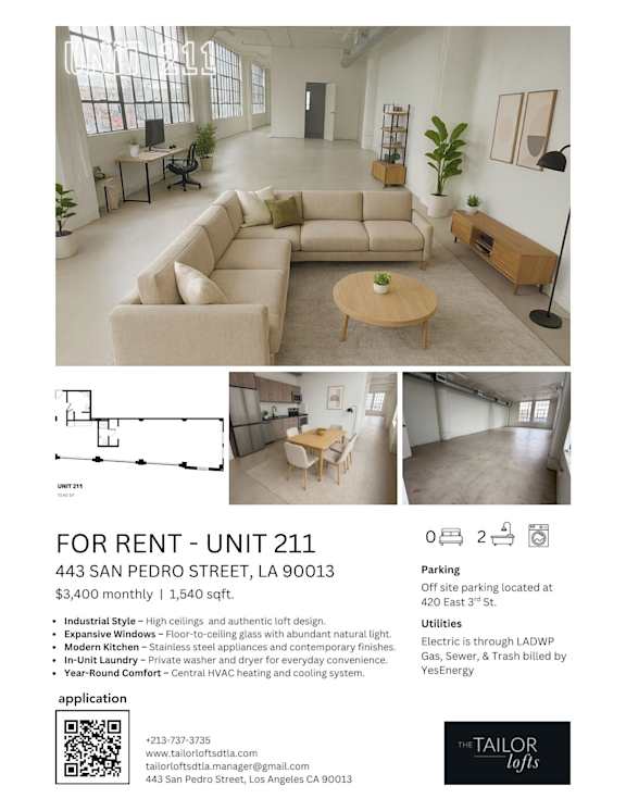 Floor Plans of Tailor Lofts in Los Angeles, CA