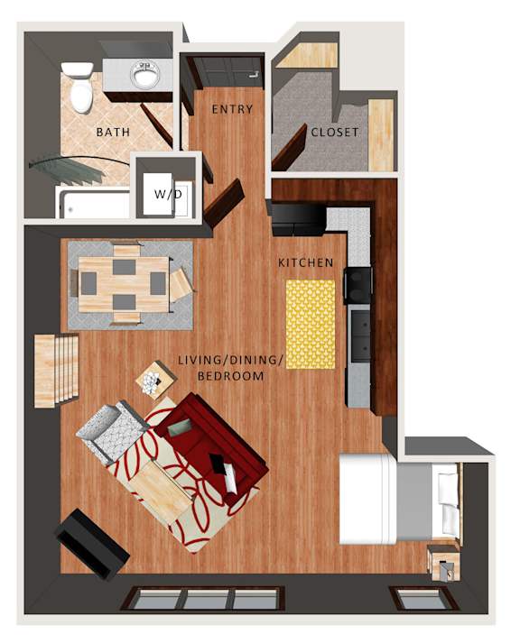 small studio flat floor plan