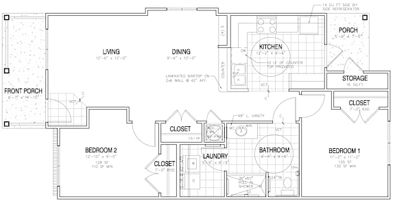 Floor Plans of Windsor Crossing Apartments in Lumberton, NC