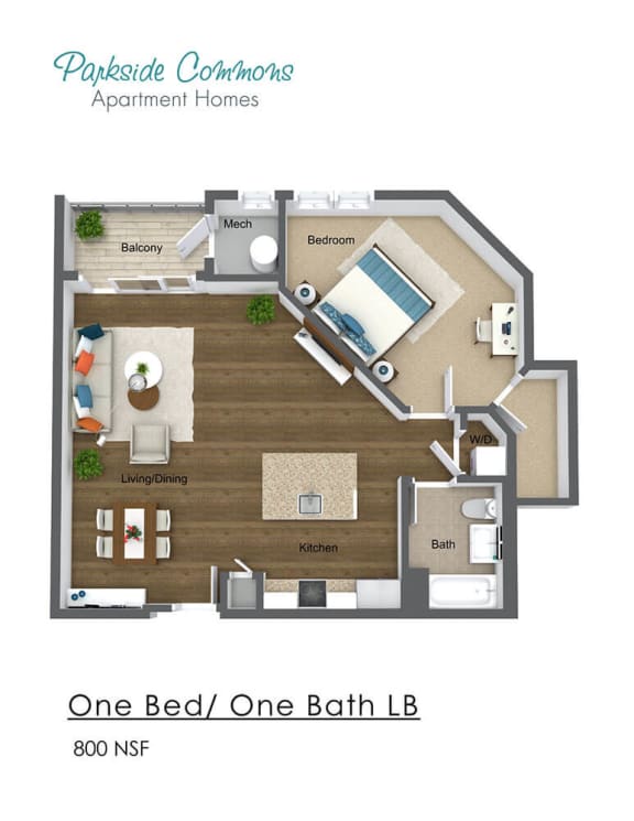 Parkside Commons Apartments | One Bedroom One Bath | Available Units