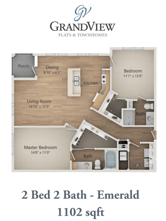 Studio, 1, 2 & 3 Bedroom Apartments in Granger, IN | GrandView Flats ...