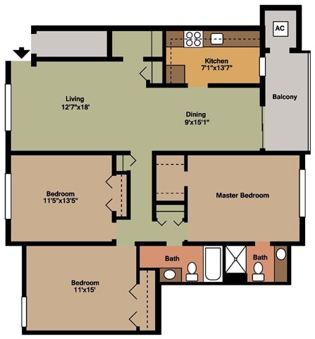 Floor Plans of Spring Ridge Apartments in Whitehall, PA