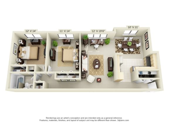 Floor Plans of Rustic Village Apartments in Rochester, NY