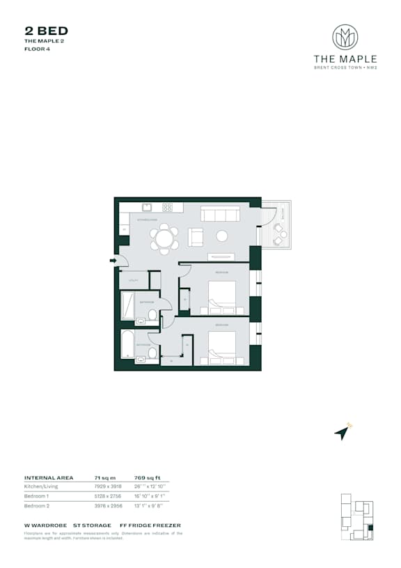 Floor Plans of The Maple NW2, London