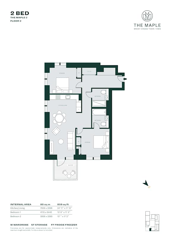 Floor Plans of The Maple NW2, London