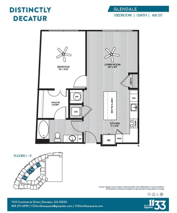 Floor Plans of 1133 on the Square in Decatur, GA