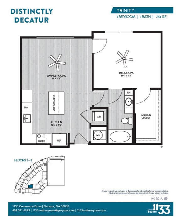 Floor Plans of 1133 on the Square in Decatur, GA