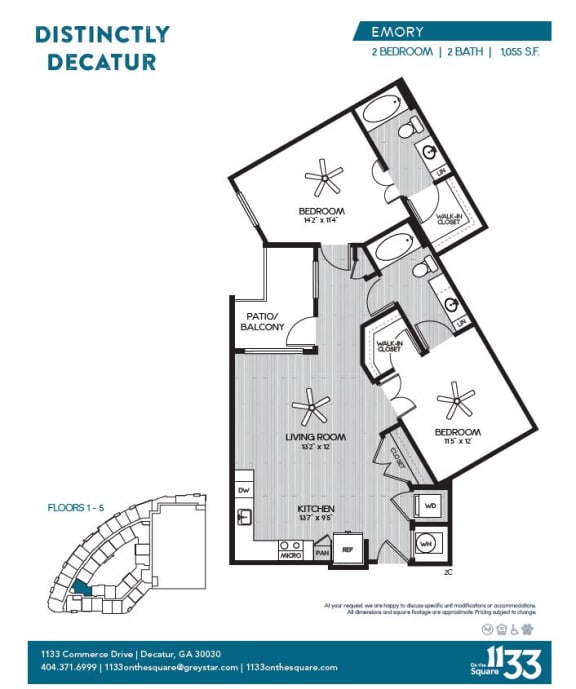 Floor Plans of 1133 on the Square in Decatur, GA
