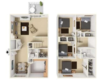 Floor Plans of Millwood Townhouses in Capitol Heights, MD