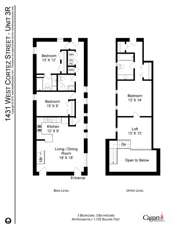 Floor Plans of 1431 W. Cortez in Chicago, IL