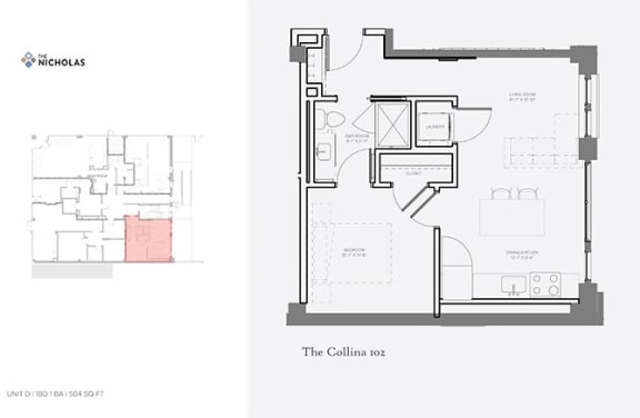 1 and 2 Bedroom Apartments in St. Louis | The Nicholas | Floor Plans