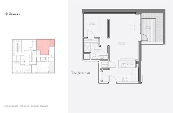 1 and 2 Bedroom Apartments in St. Louis | The Nicholas | Floor Plans