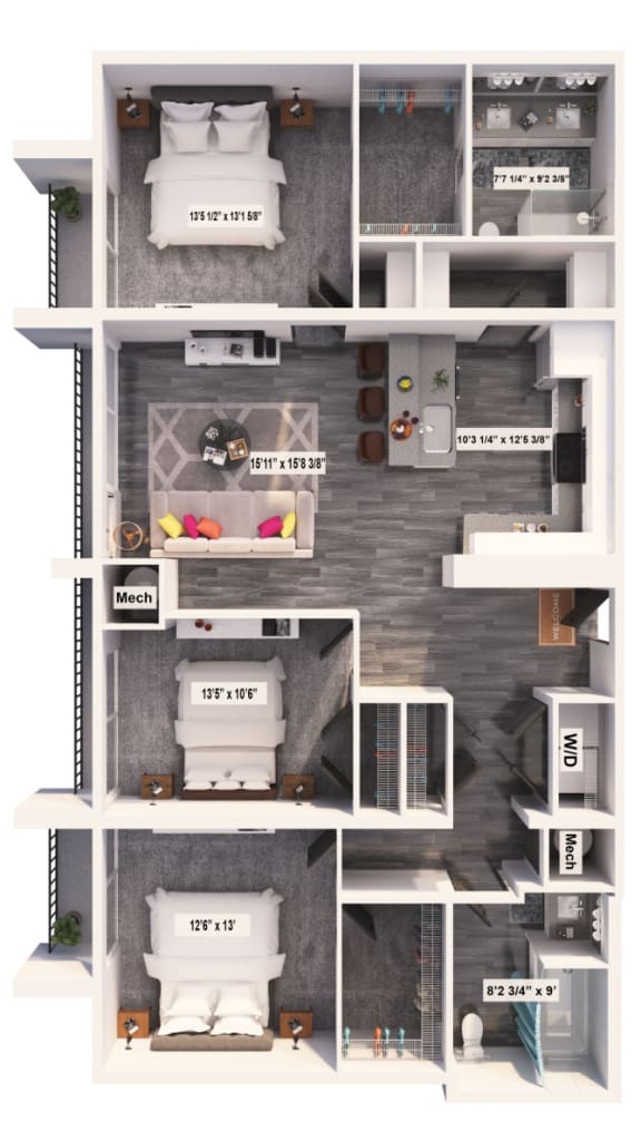 1, 2 & 3-Bedroom Apartments in Roanoke, VA | The View at Blue Ridge Commons
