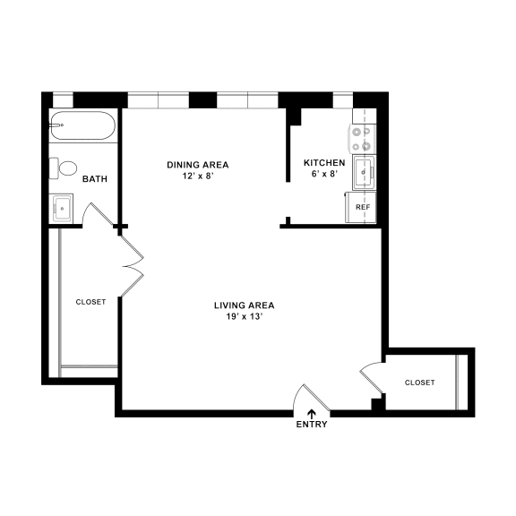 Studio, 1- and 2-bedroom Floor Plans | Park Crescent Apartments