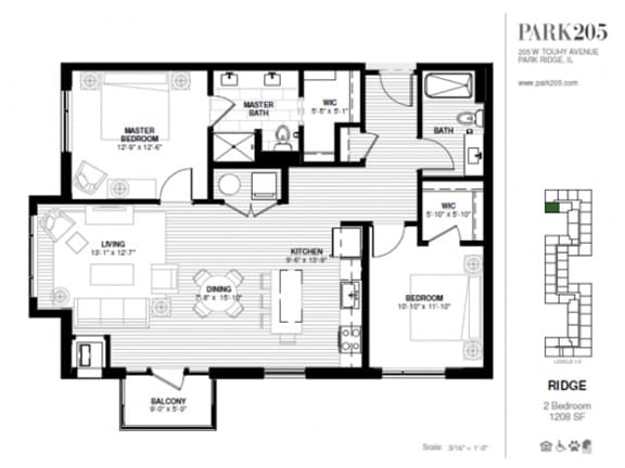 1, 2 & 3 Bedroom Apartments in Park Ridge, IL | Park 205