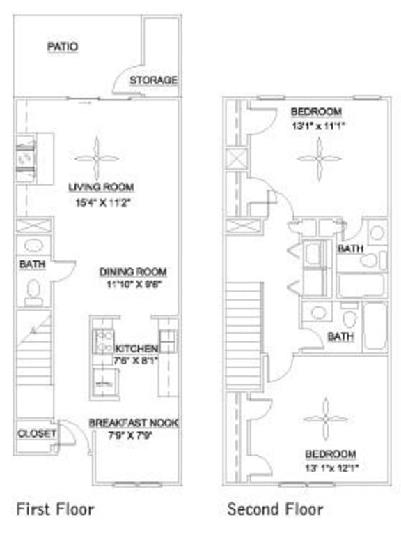 Floor Plans of Pine Ridge in Durham, NC