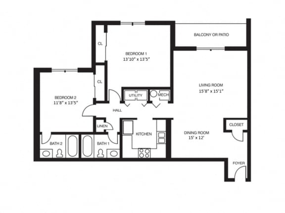 Floor Plans of Rosegate Apartments in Virginia Beach, VA