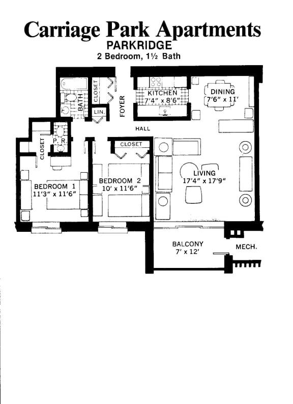 Floor Plans of Carriage Park Apartments in Pittsburgh, PA