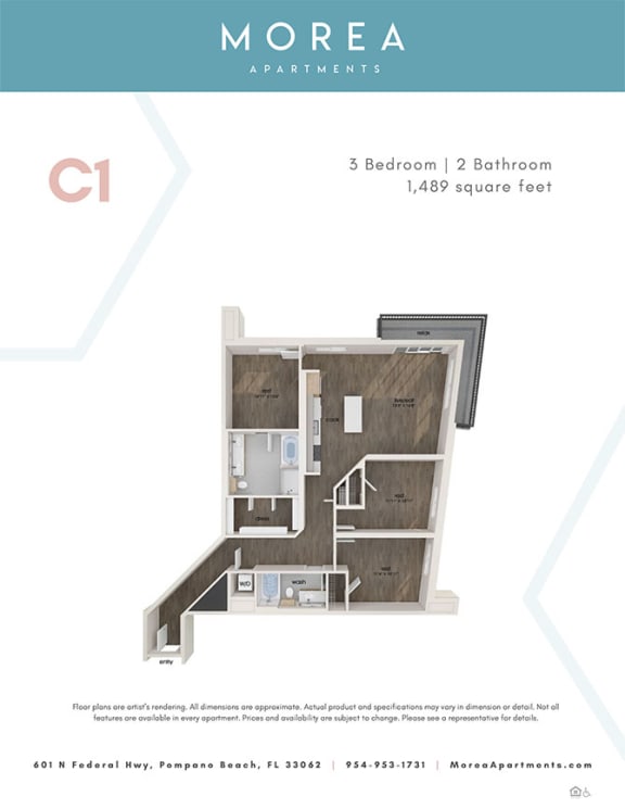 Floor Plans of Morea Apartments in Pompano Beach, FL