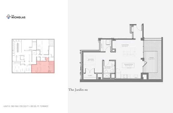 1 and 2 Bedroom Apartments in St. Louis | The Nicholas | Floor Plans