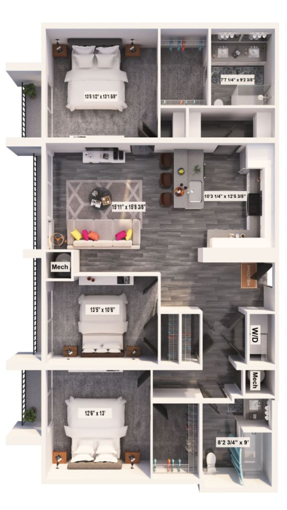 1, 2 & 3-Bedroom Apartments in Roanoke, VA | The View at Blue Ridge Commons