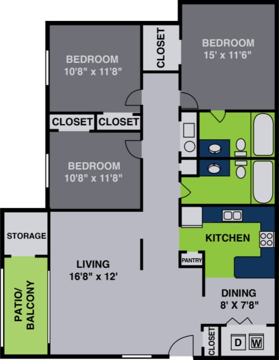 Floor Plans of Hunting Ridge Apartments in Raleigh, NC