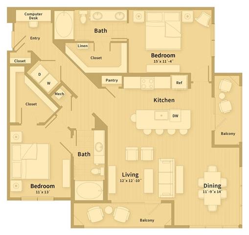 New 1, 2 & 3 Bedroom Apartments in Spring TX | The Mark Floor Plans