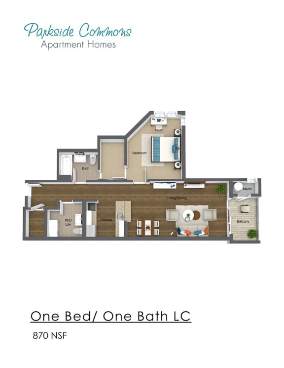 Parkside Commons Apartments | One Bedroom One Bath | Available Units