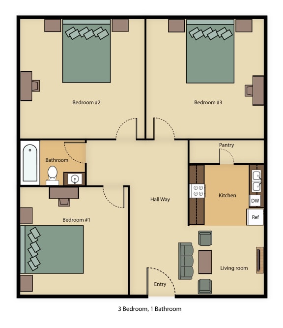 Floor Plans of Mutual Housing at Dixieanne and Victory in Sacramento, CA