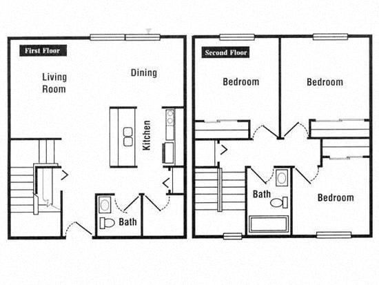 Floor Plans of Carriage Place Apartment Homes in Huntington, IN