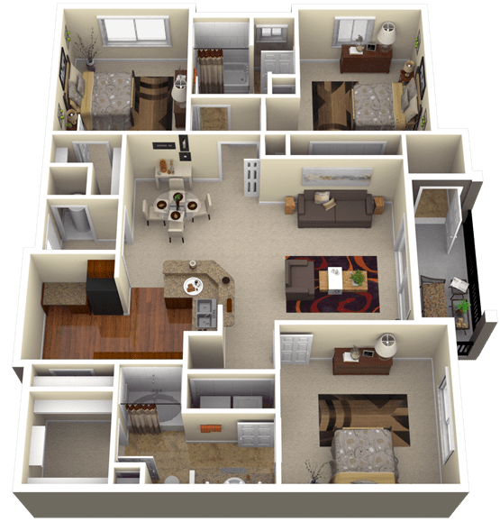 Floor Plans of Parc Ridge Apartments in Northridge, CA