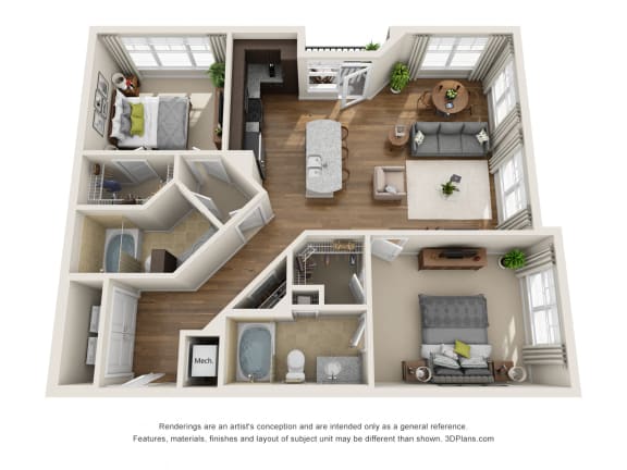 Floor Plans of Meridian at Sutton Square in Raleigh, NC